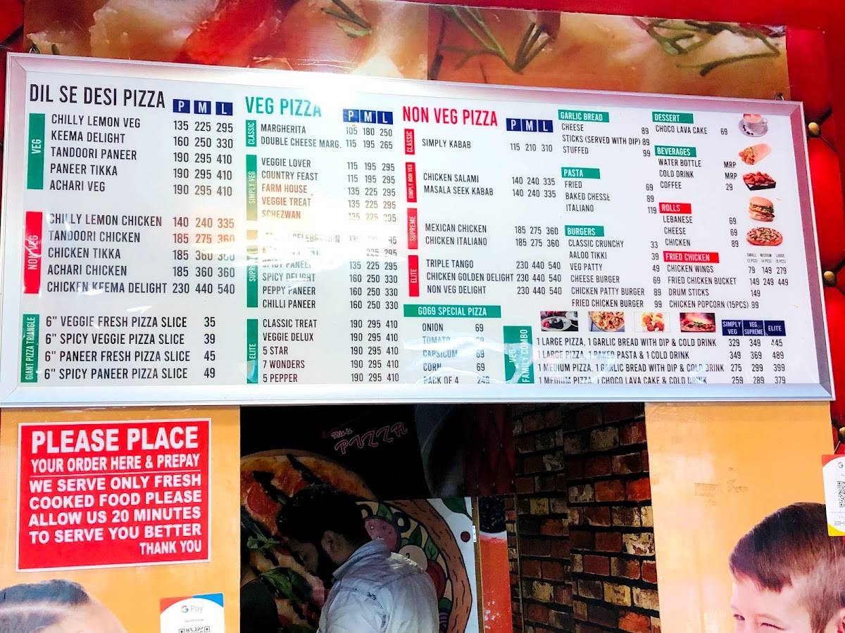 Menu at Go 69 Pizza, Jahanabad