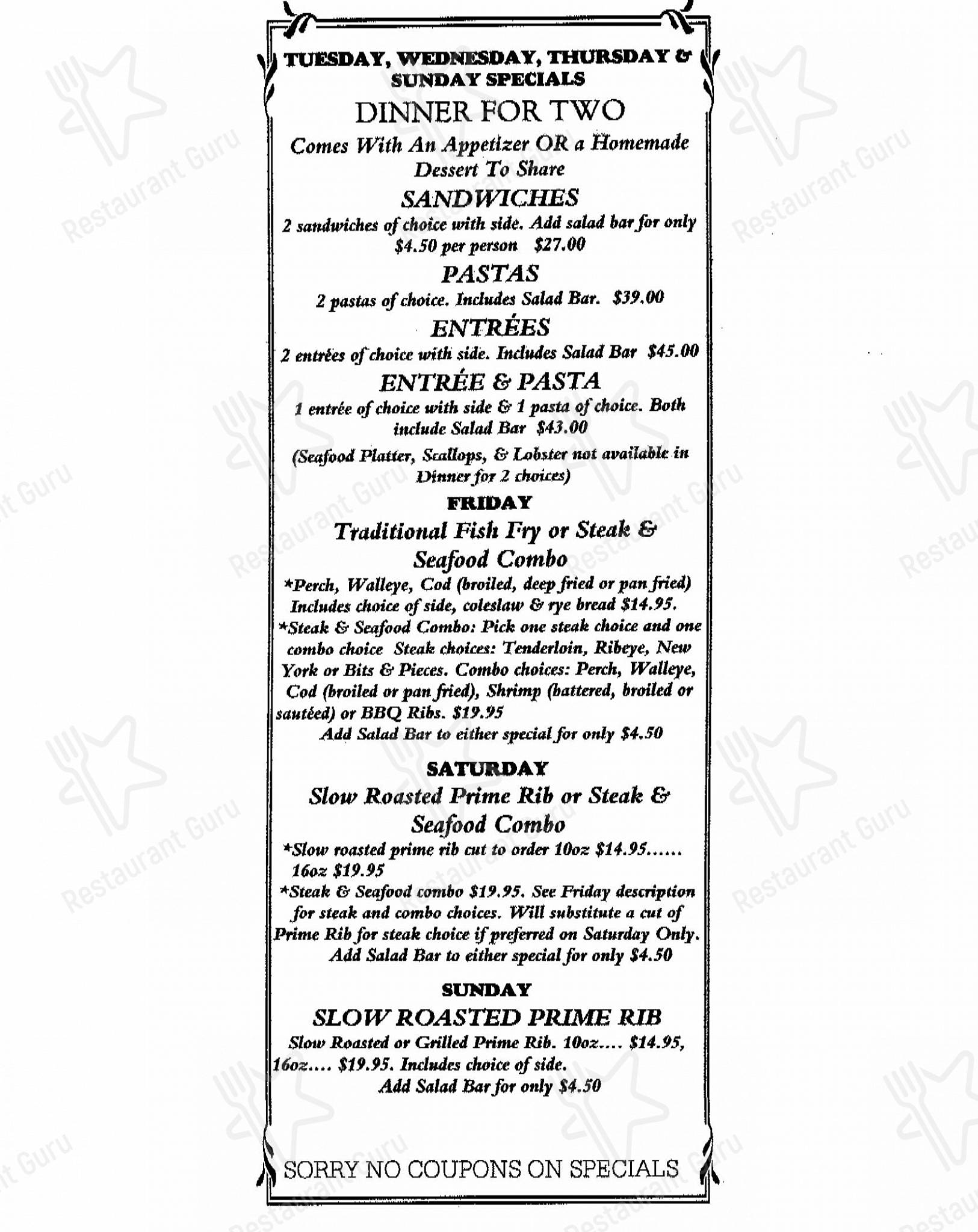 Menu at Hotel Seymour Supperclub, Seymour