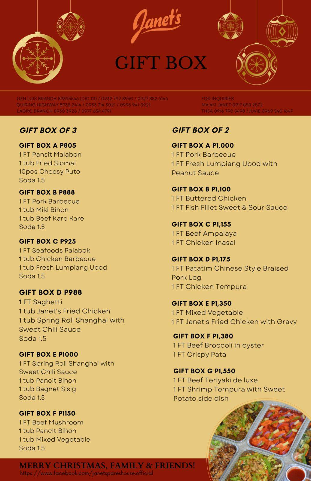Menu at Janet's Pares House restaurant, Quezon City, P2CQ+P4M