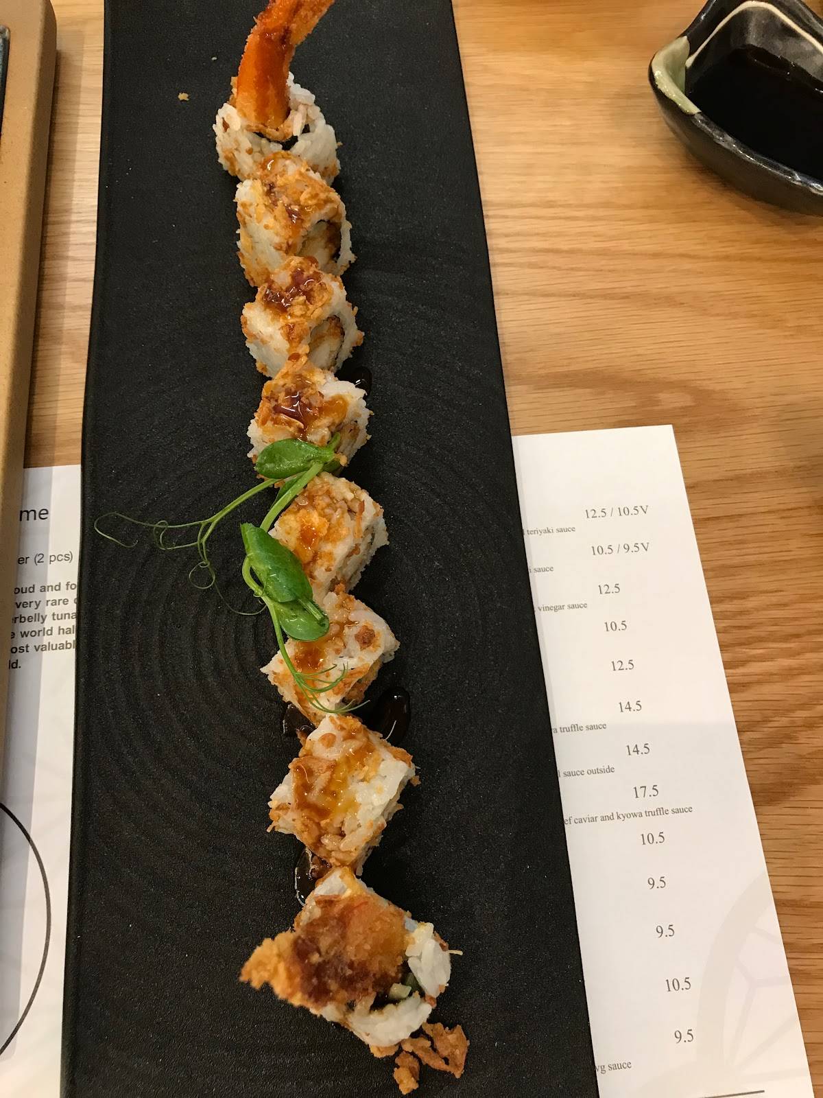Menu at KYOWA restaurant, Plymouth
