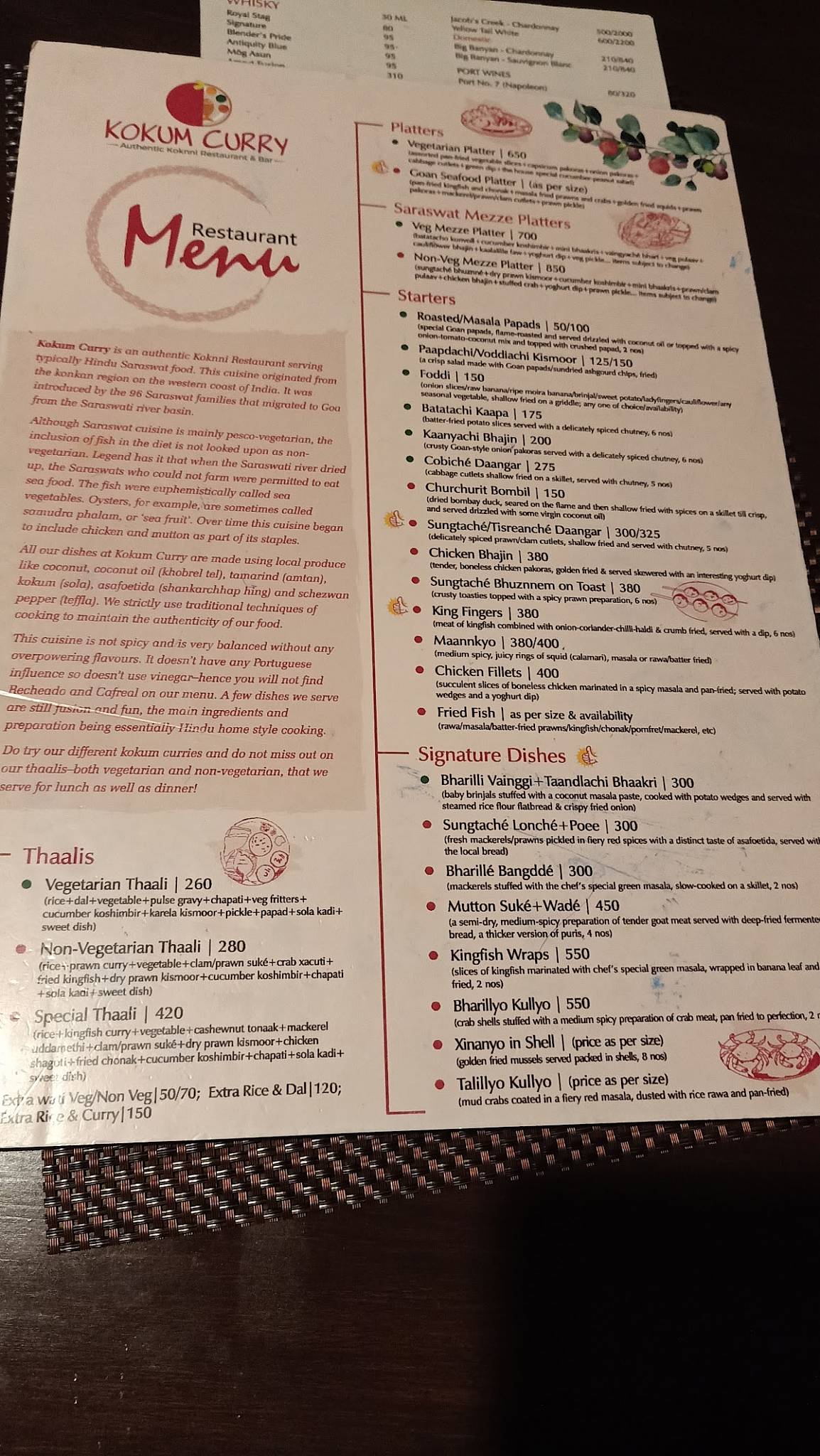 Menu at Kokum Curry Candolim, Candolim