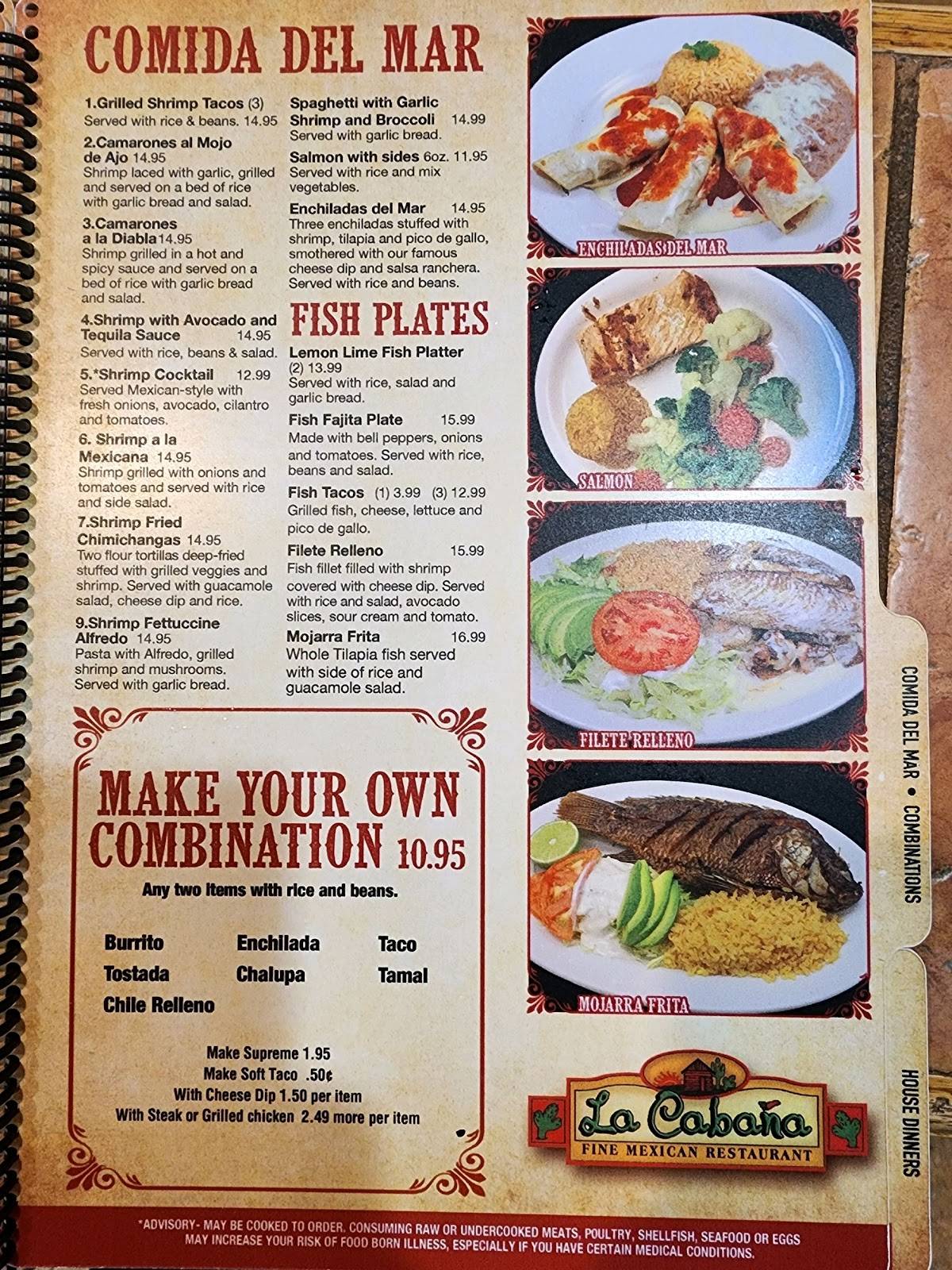 Menu at La Cabana Mexican Restaurant, Warner Robins
