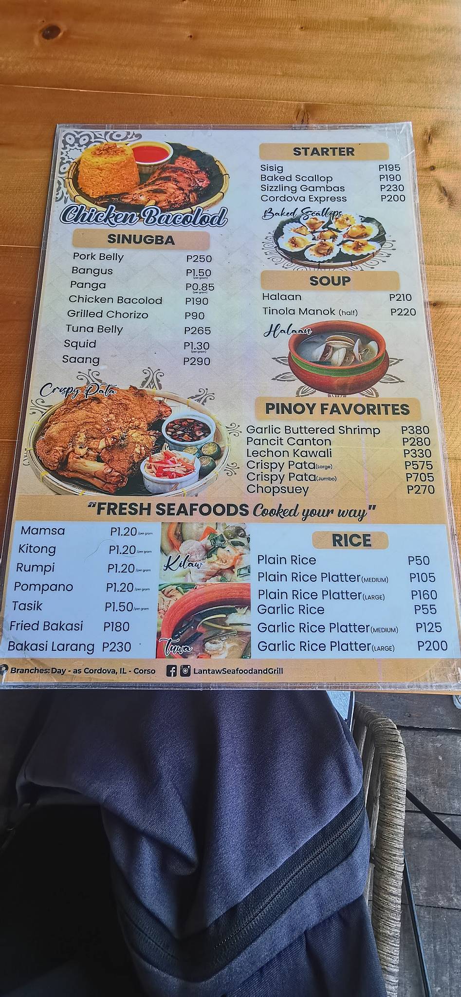 Menu at Lantaw Floating Native Restaurant - Cordova, Cebu City