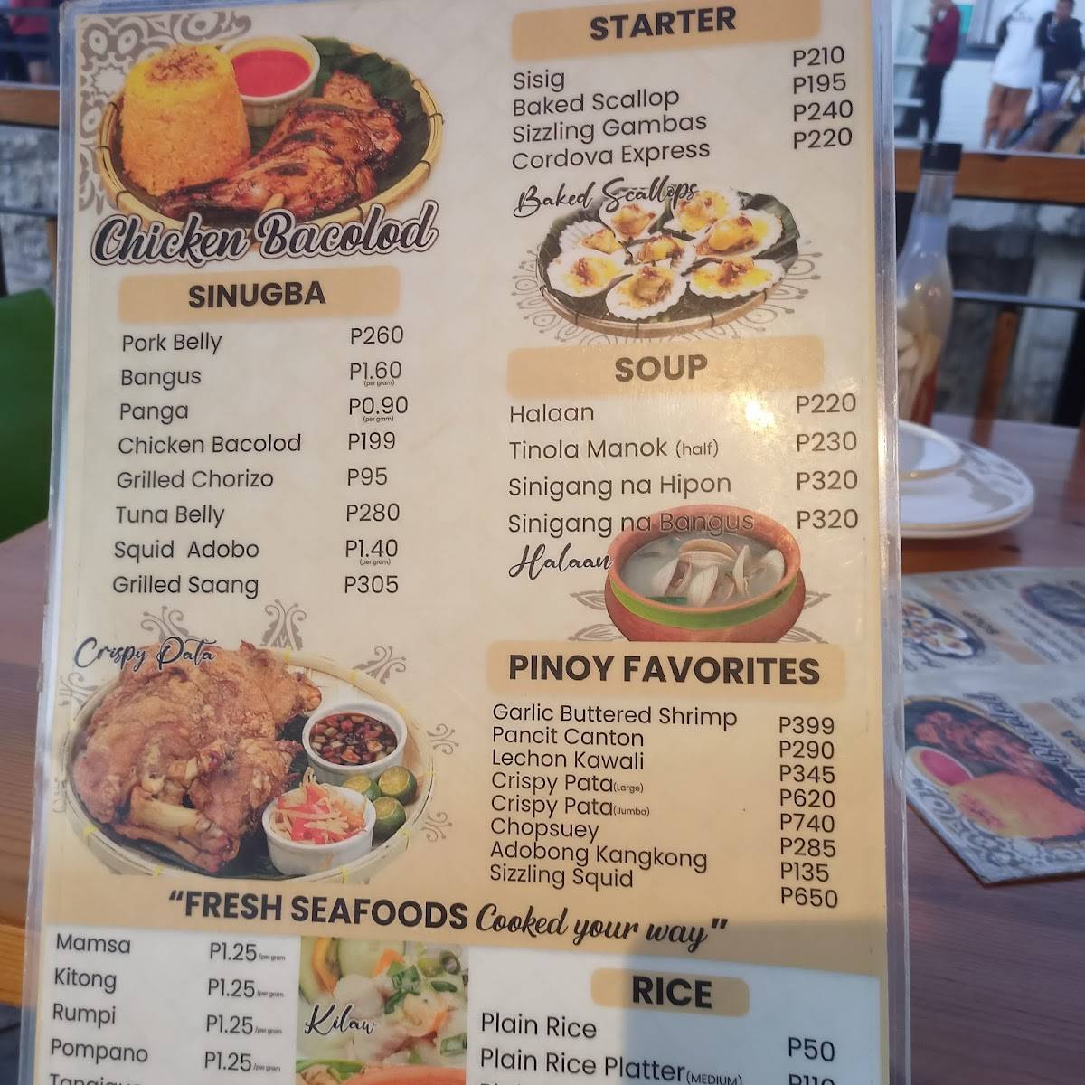 Menu at Lantaw Floating Native Restaurant - Cordova, Cebu City