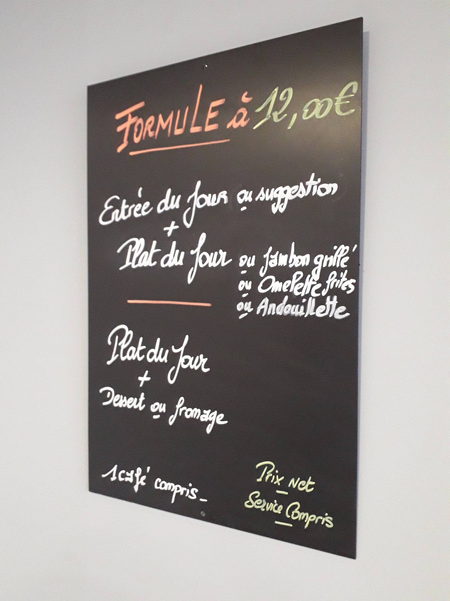 Menu au Le Chantilly restaurant, Cognac
