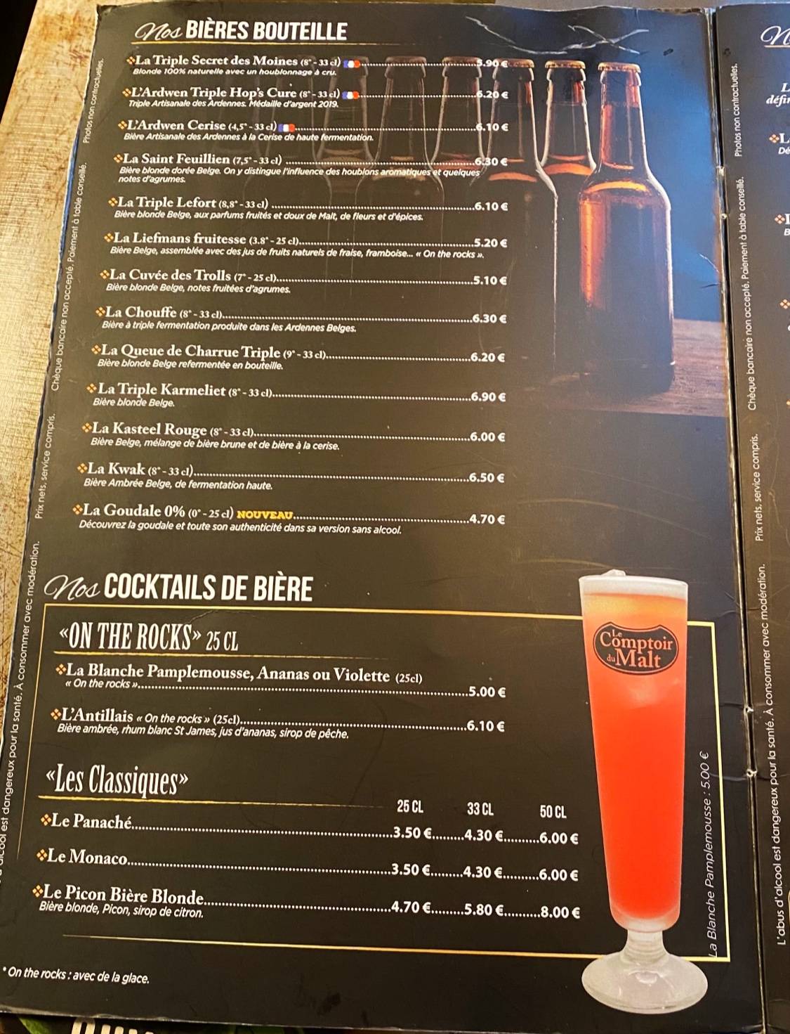 Menu au Restaurant Le Comptoir du Malt Amiens Sud, Amiens, 15 Avenue de ...