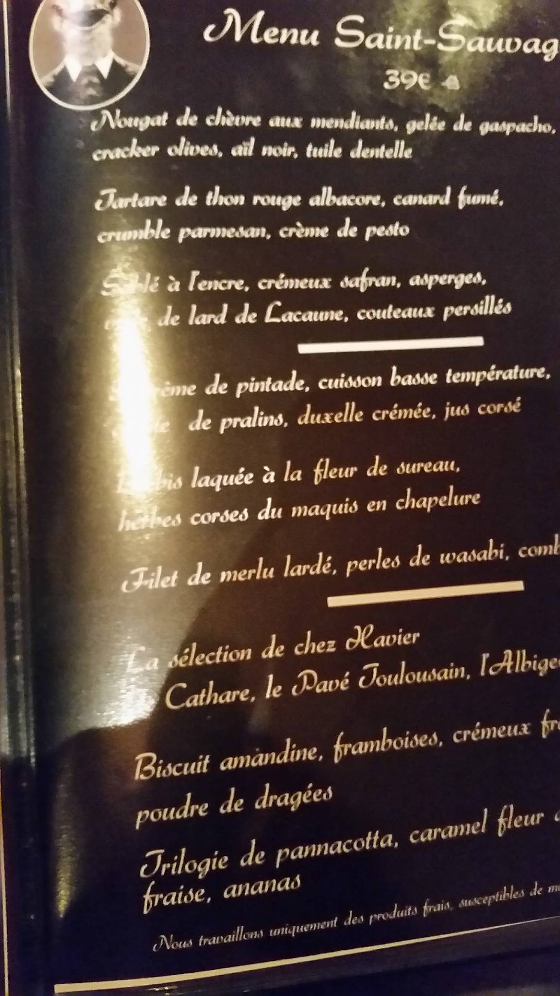 Menu au Le Saint Sauvage restaurant, Toulouse