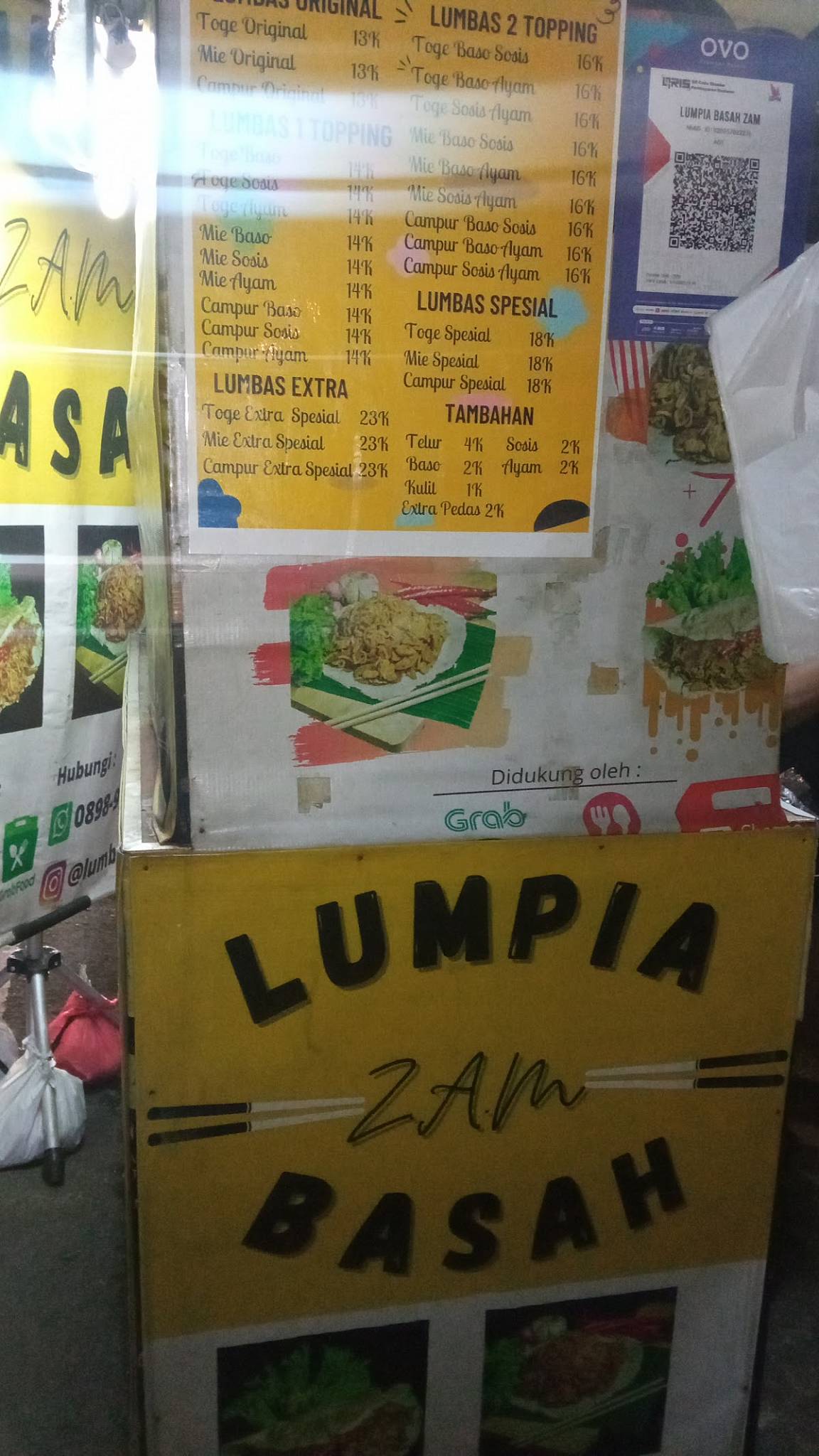 Menu at Lumpia Basah Zam restaurant, South Jakarta