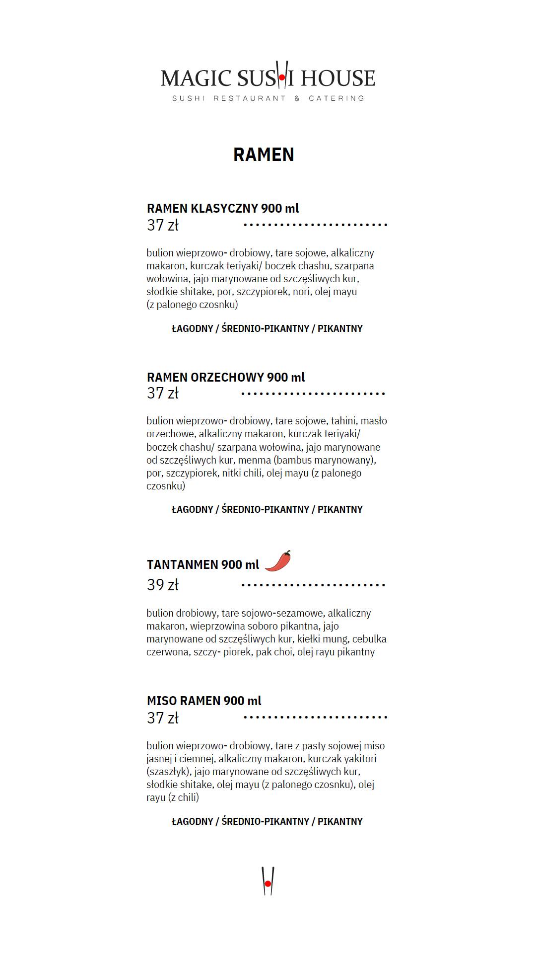 Menu at Magic Sushi House restaurant, Wegrow