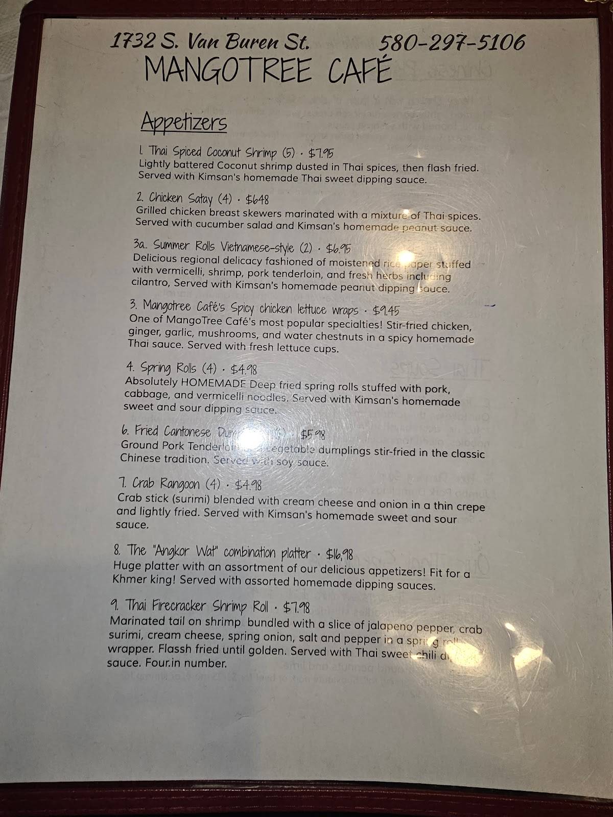 Menu at Mango Tree Cafe, Enid