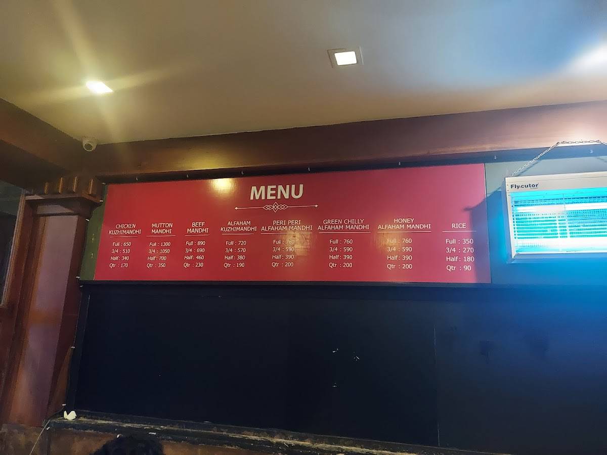 Menu at Nahdi Kuzhimandhi, Edappal