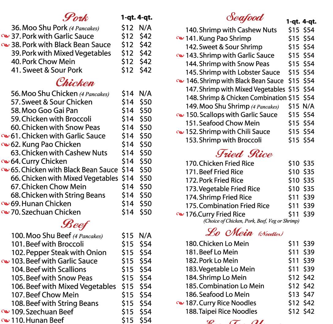 Menu at New Dragon Express restaurant, Bridgeville