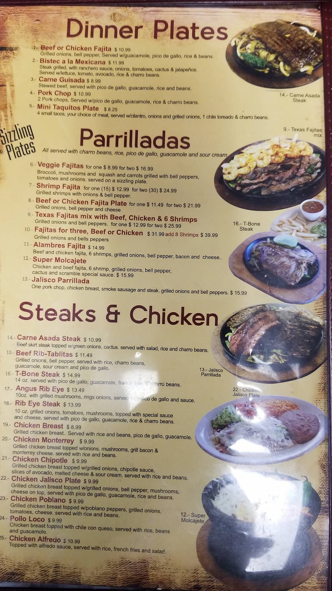 Menu at New Rodeo Mexican Grill restaurant, Gatesville, 309 TX-36