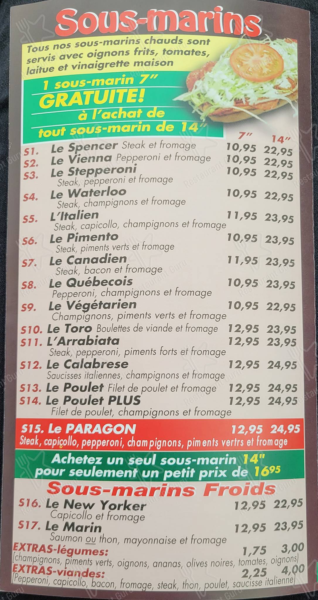 Menu au Restaurant Nouveau Paragon Beaubien, Montréal