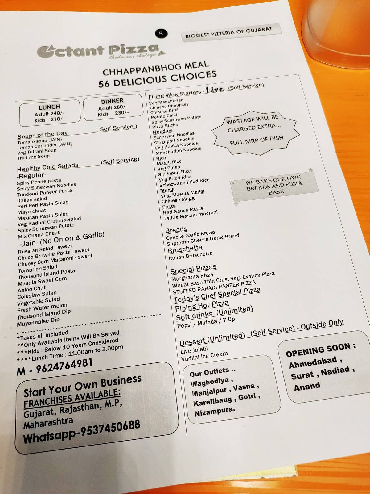 Menu at Octant Pizza, Waghodia - Vadodara, Vadodara, 1st floor