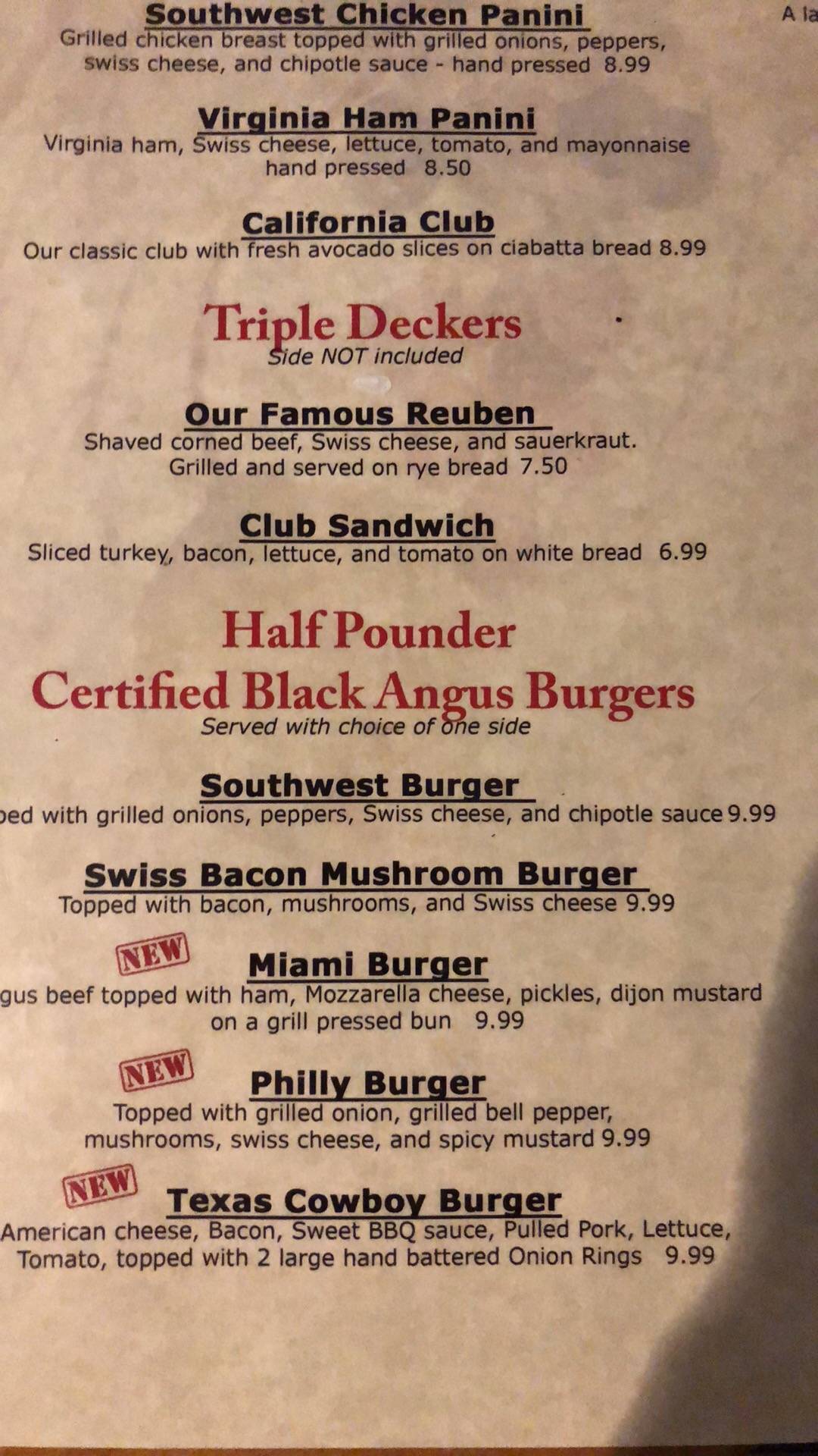 Menu at Olympic Restaurant, Avon Park
