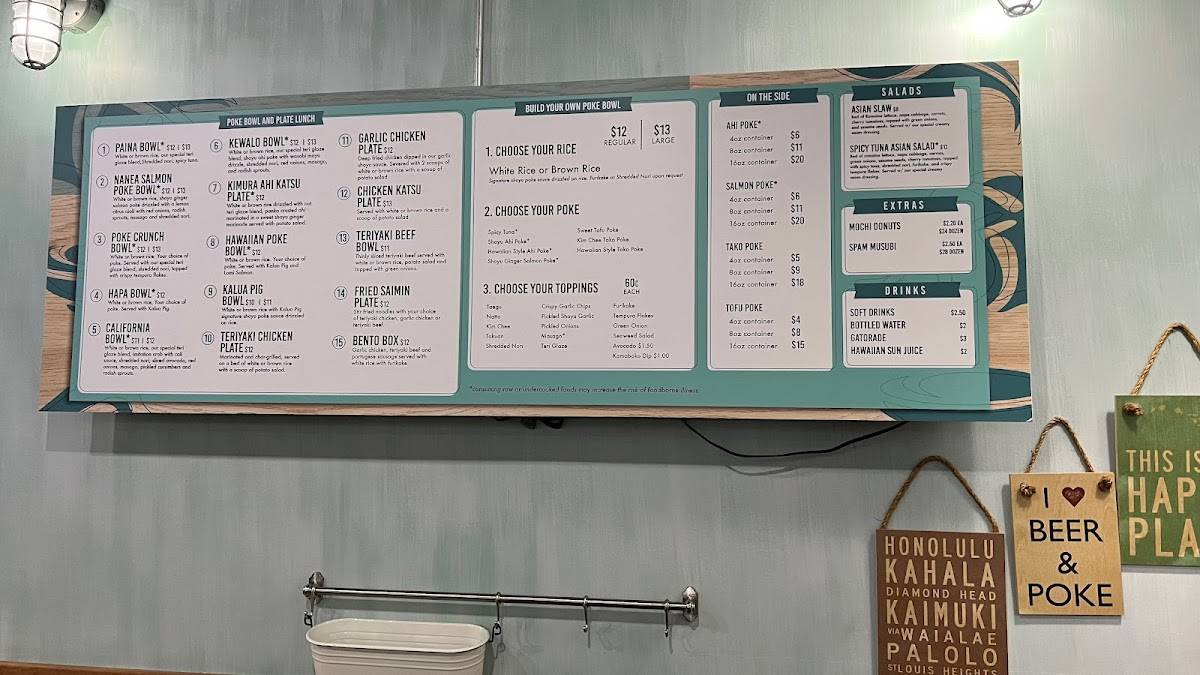 Menu at Paina Cafe, Las Vegas