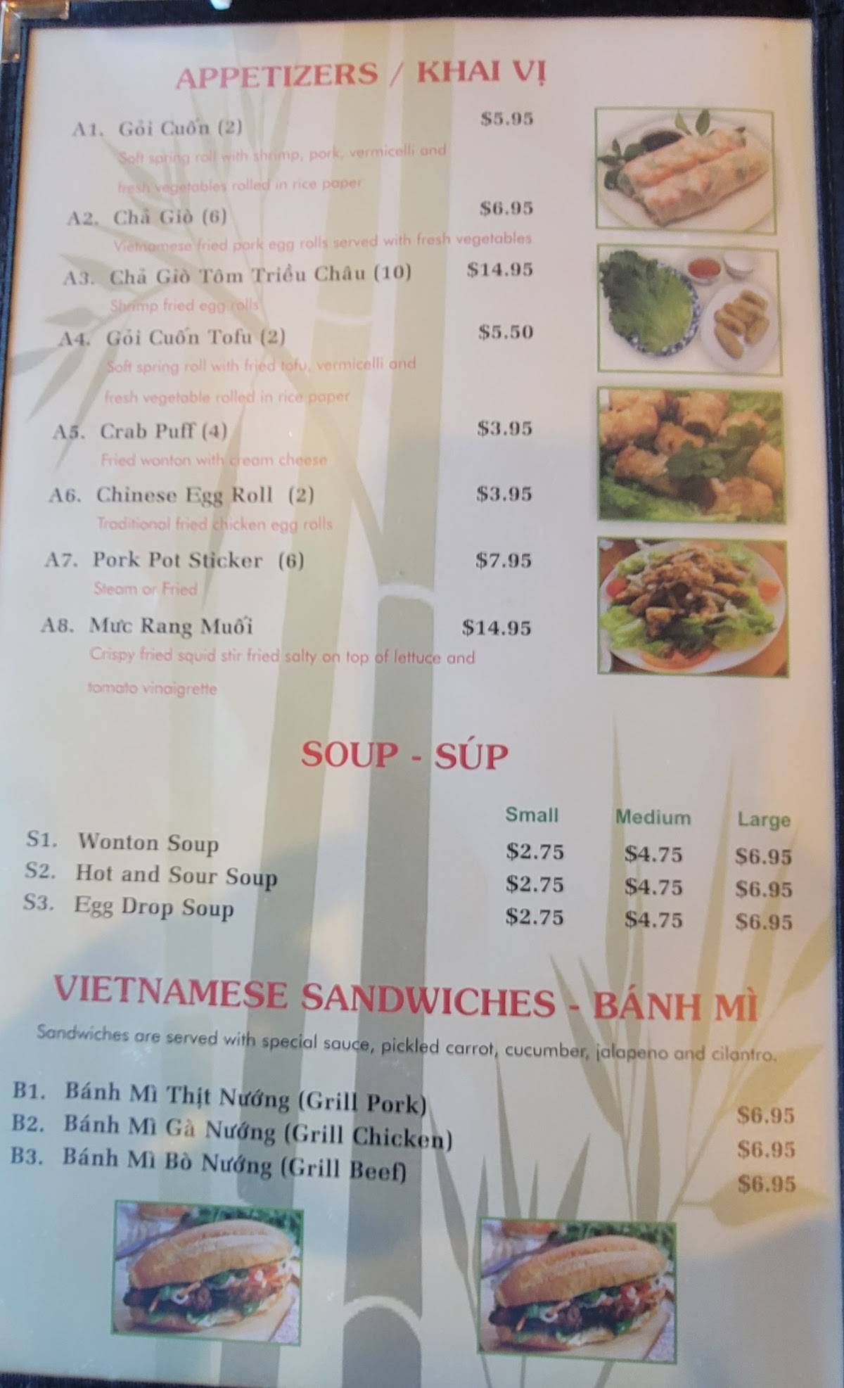 Menu at Phở NB restaurant, New Braunfels