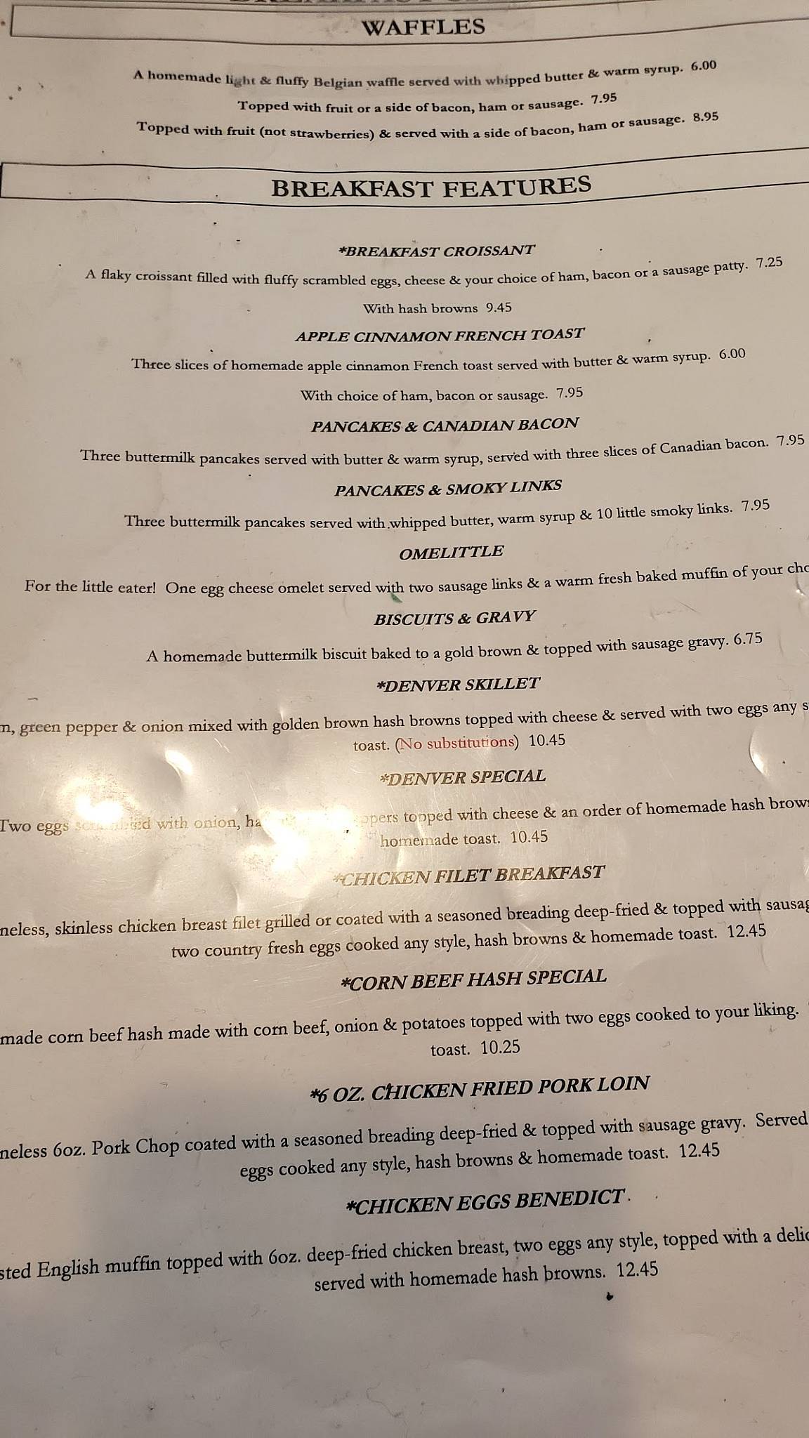 Menu at Pine Cone Restaurant, Johnson Creek