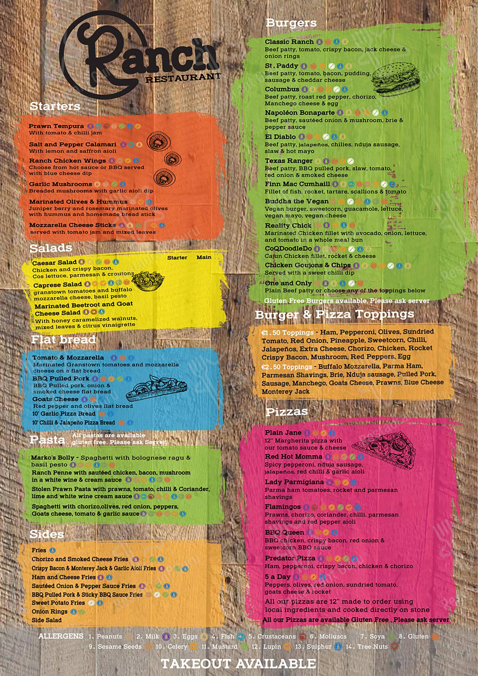 Menu at Ranch Restaurant, Tramore