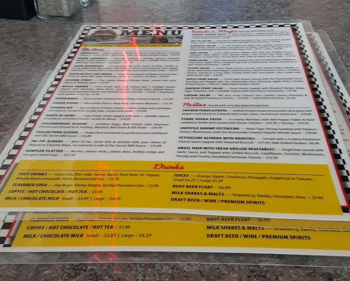 Menu at Route 66 Classic Grill restaurant, Santa Clarita