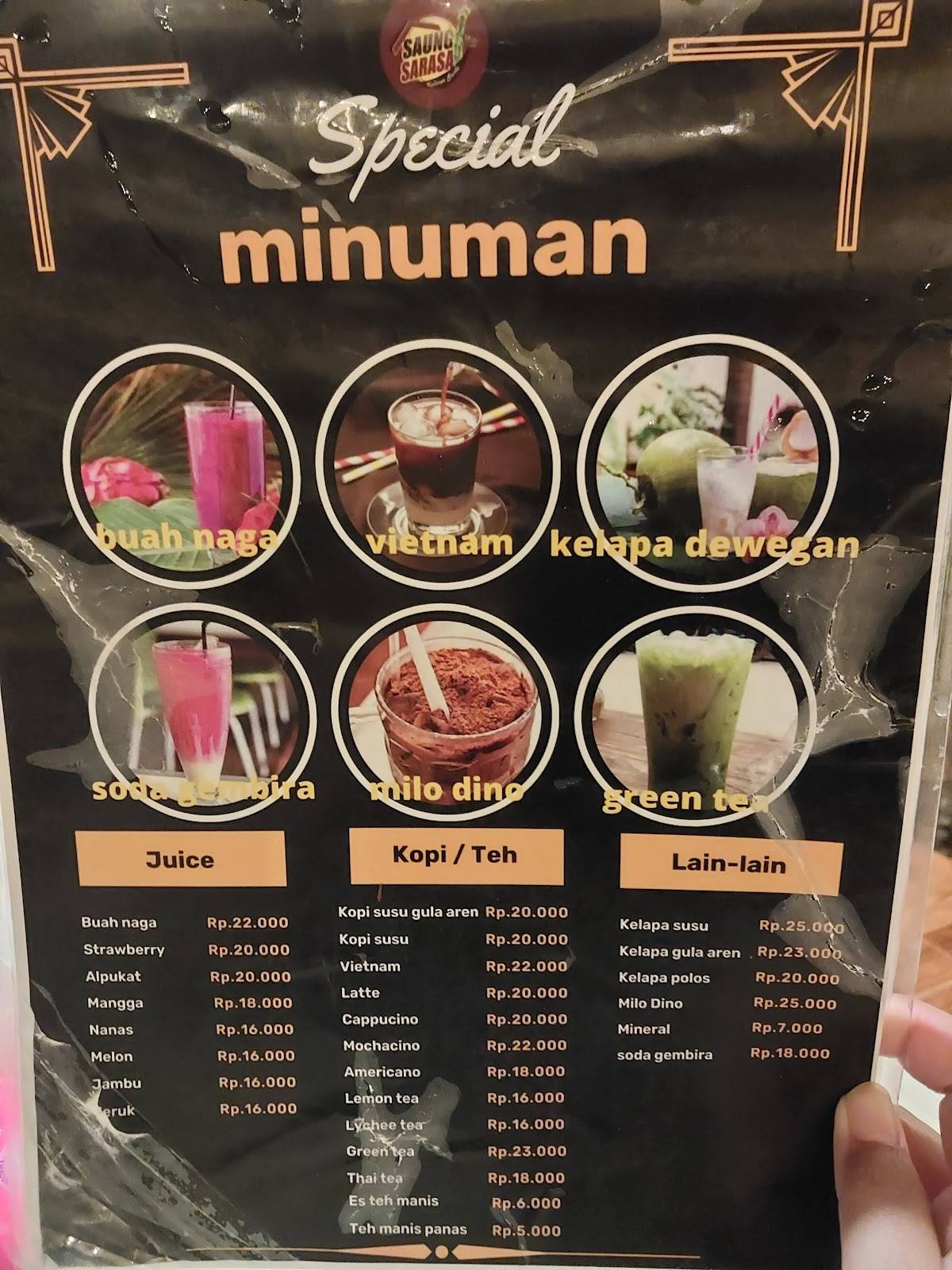 Menu at Rumah makan Saung Sarasa restaurant, Subang