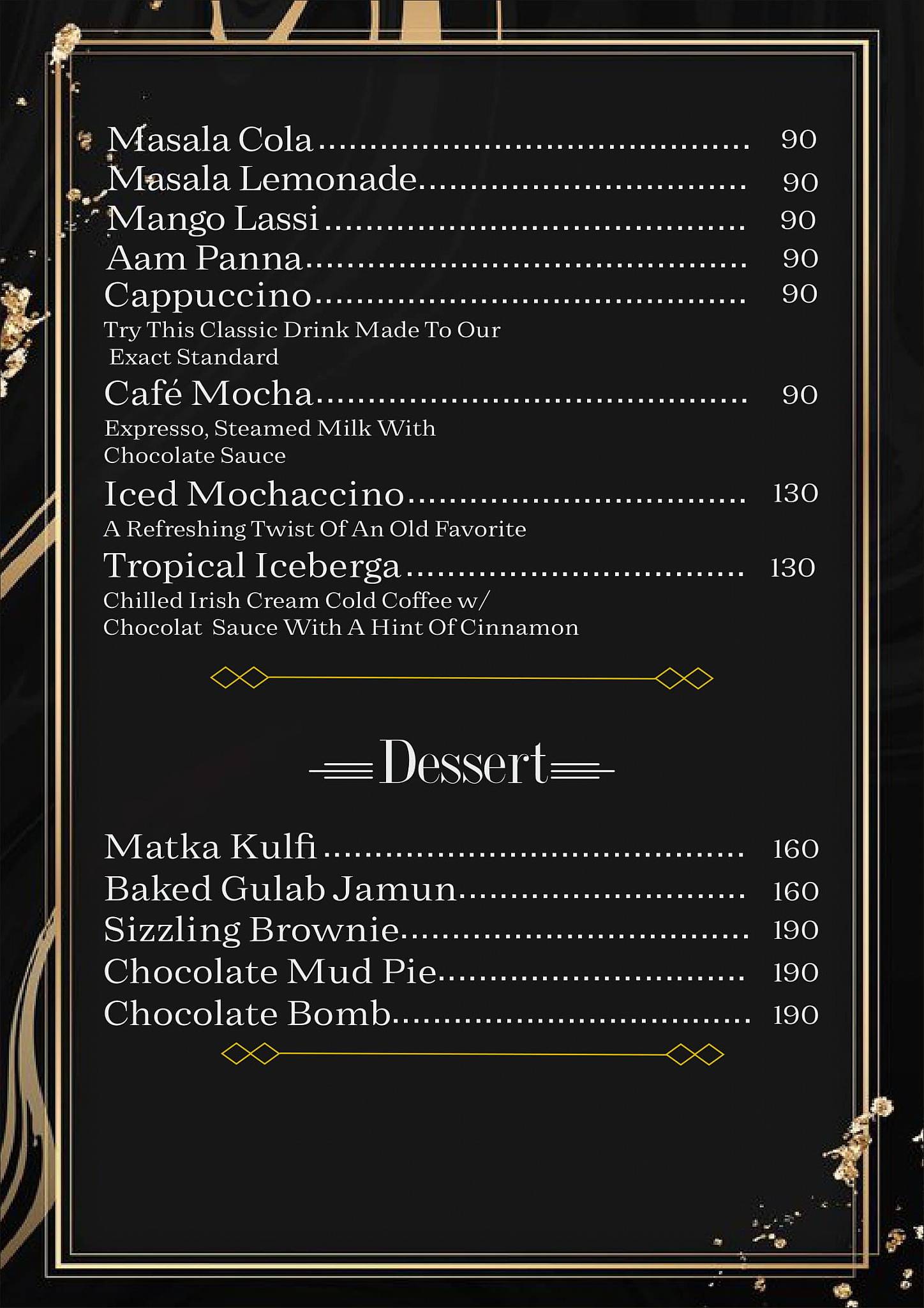 Menu at SKYZA Rooftop Lounge, Jaipur