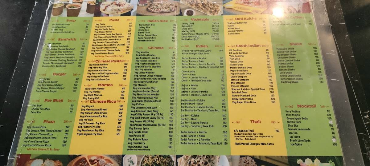 Menu at Sharma & Vishnu Fast Food Center, Bhopal