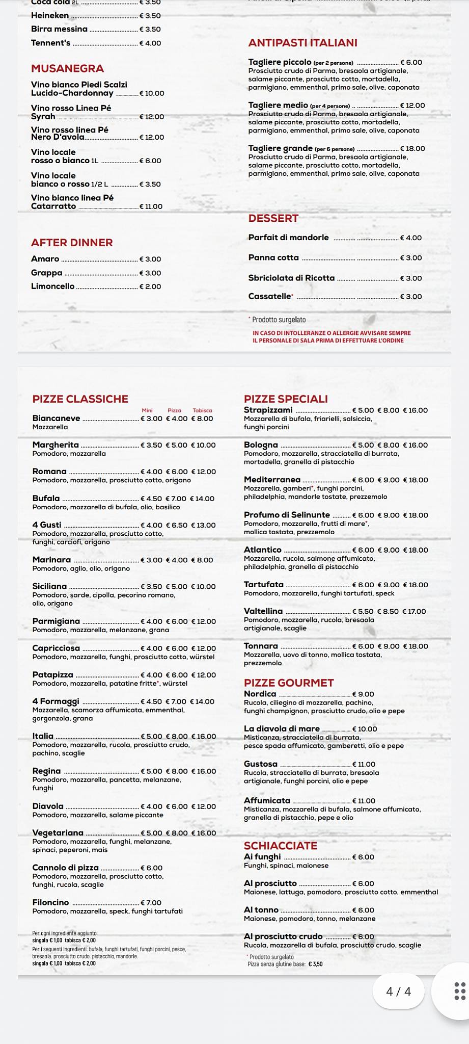 Speisekarte von Strapizzami, Partanna
