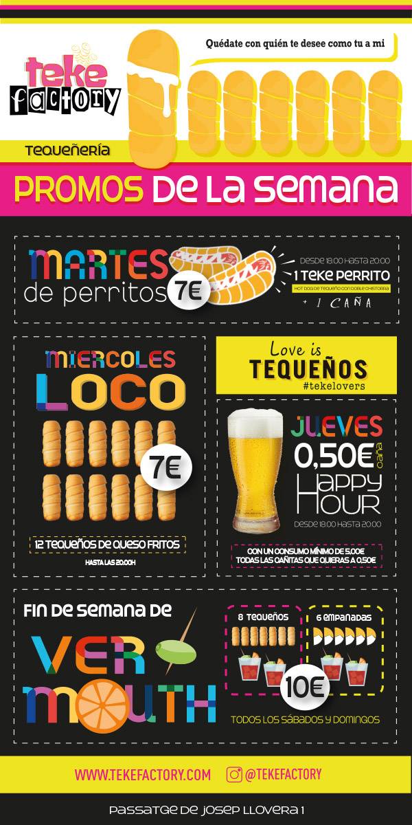 Carta del restaurante TEQUEÑERÍA TEKE FACTORY (tequeños), Barcelona