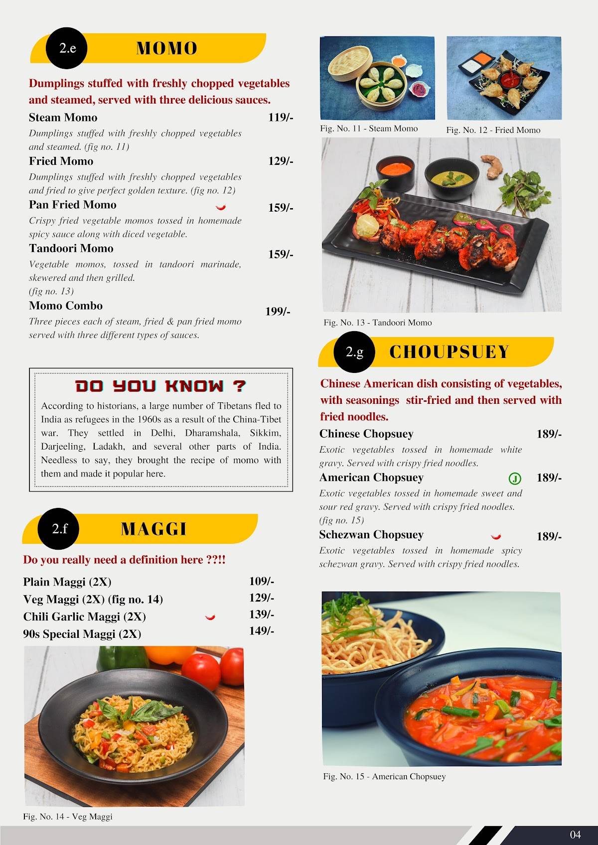 Menu at The 90s Café - Chapter 2, Bhilai