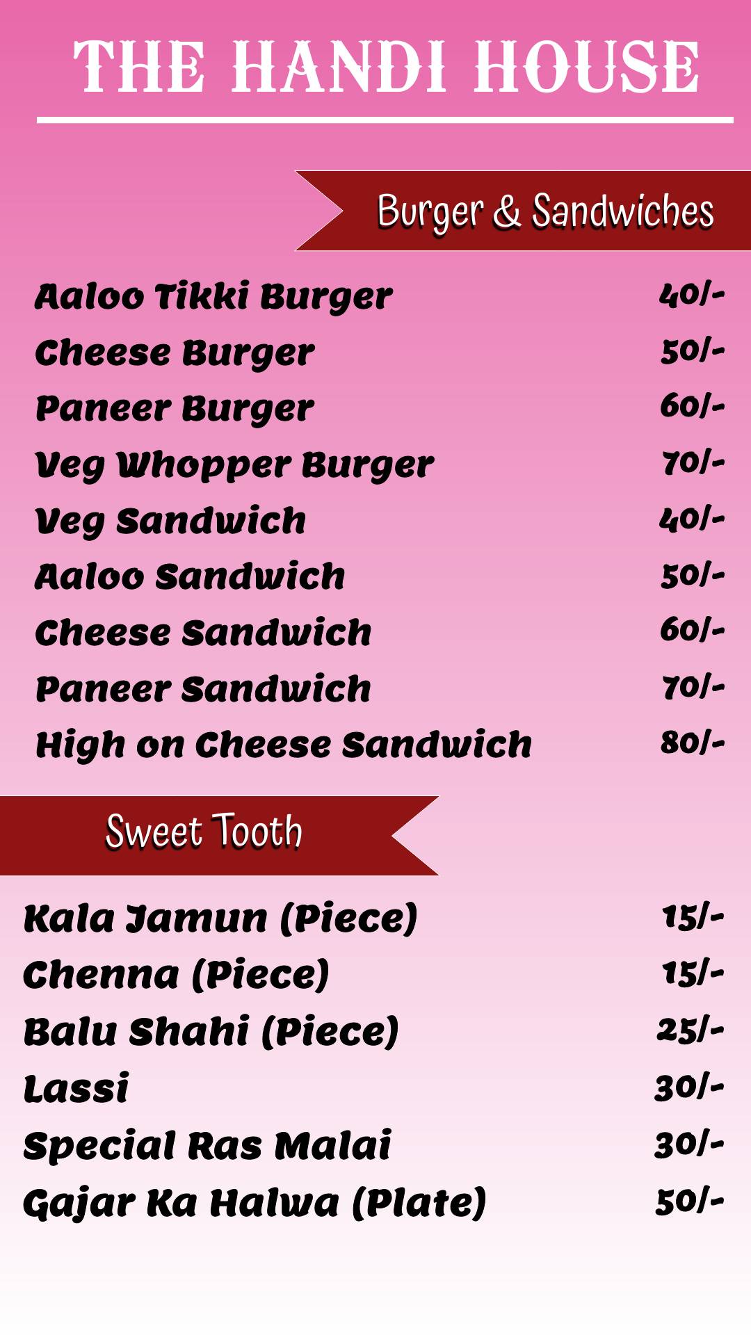 Menu at The Handi House Rastaurant, Auraiya