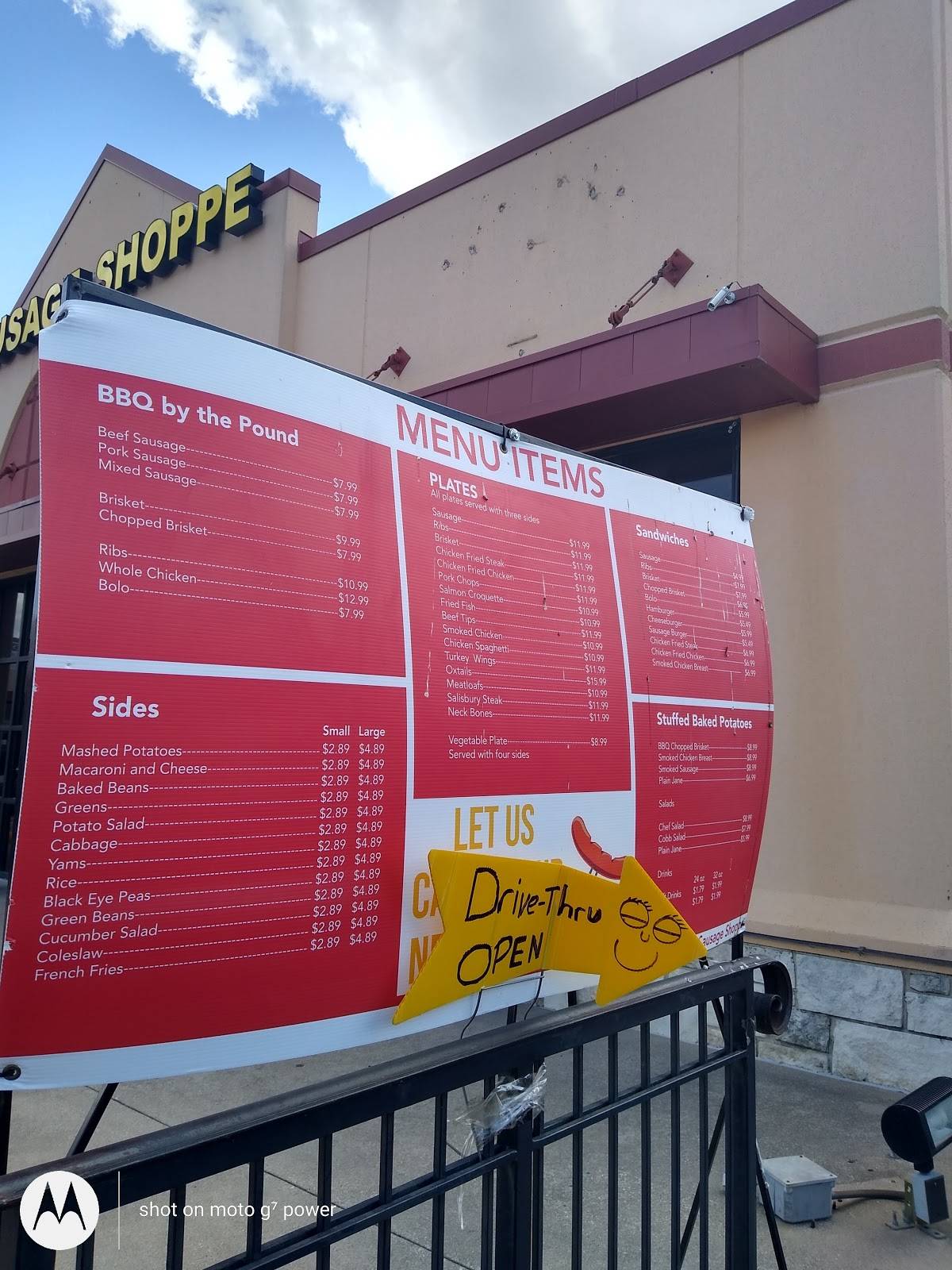 Menu at The Sausage Shoppe restaurant, Fort Worth, Brentwood Stair Rd