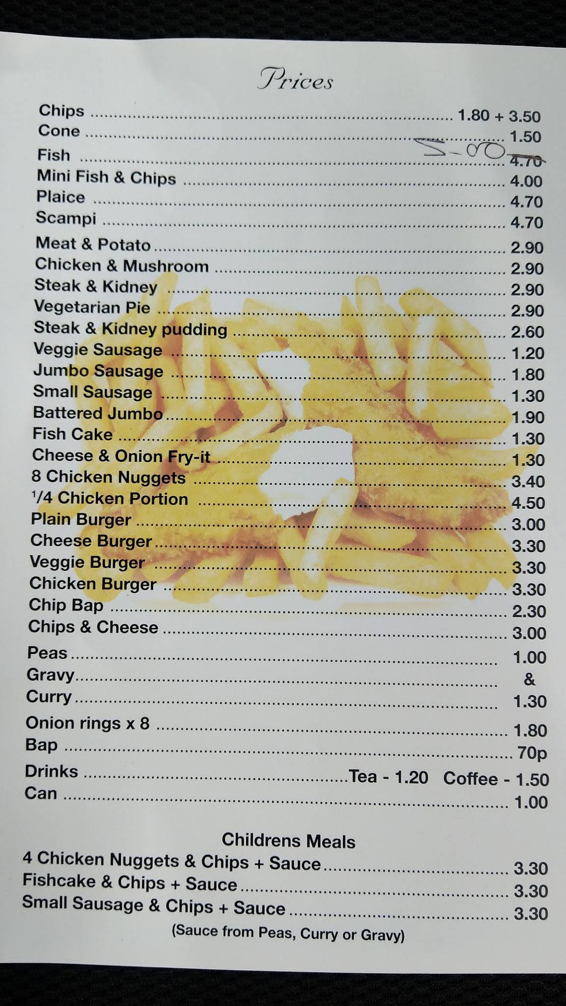 Menu at The Schooner restaurant, Morfa Bychan