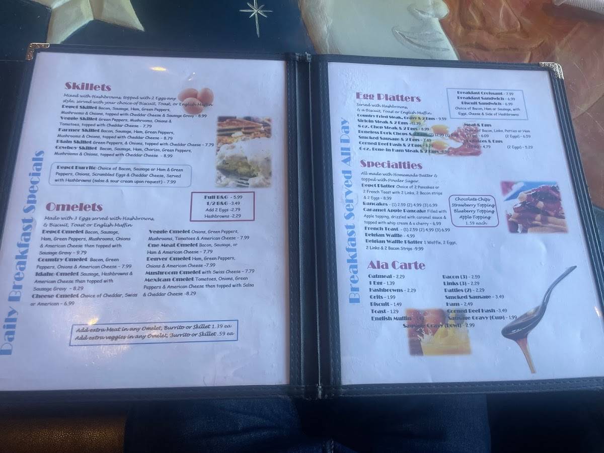 Menu at The Train Station Pancake House restaurant, Marion