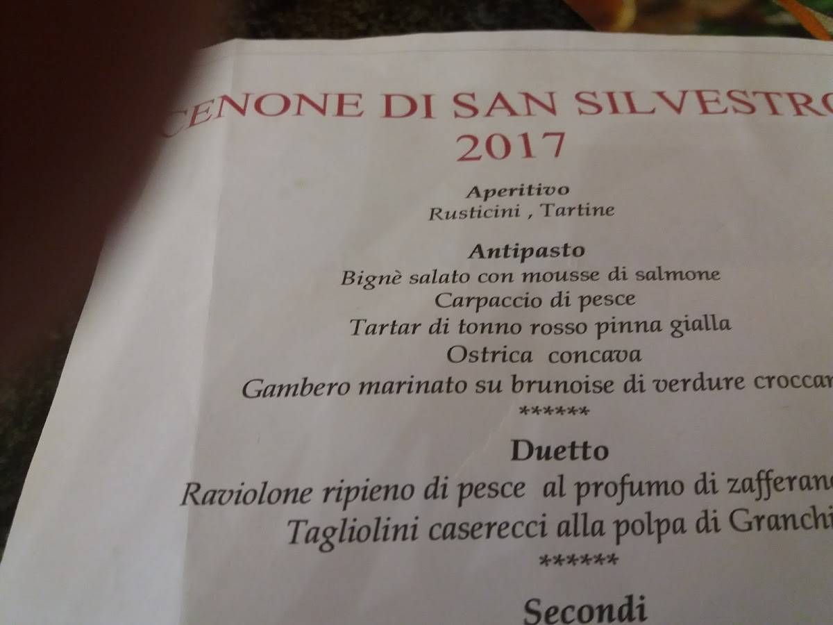 Menu at Trattoria San Siro restaurant, Santa Margherita Ligure