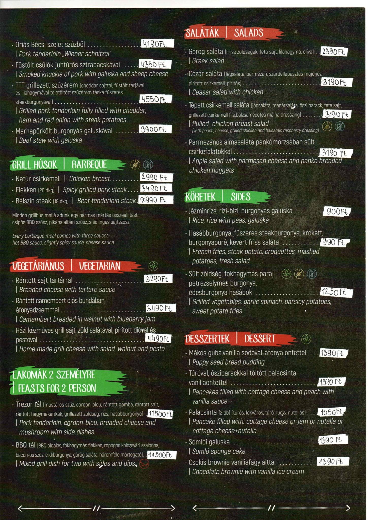 Menu at Trezor Bisztró restaurant, Iváncsa