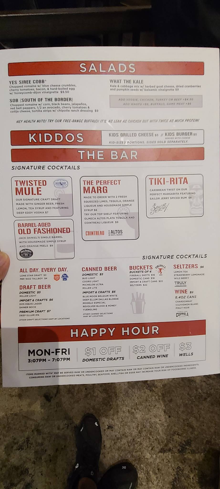 Menu at Twisted Root Burger Co. restaurant, Waco