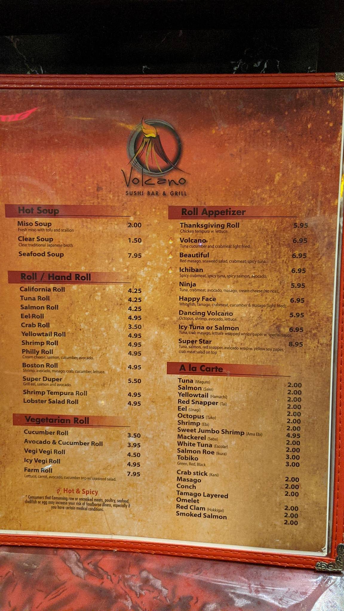 Menu at Volcano Sushi Bar ( General Booth ), Virginia Beach, General ...