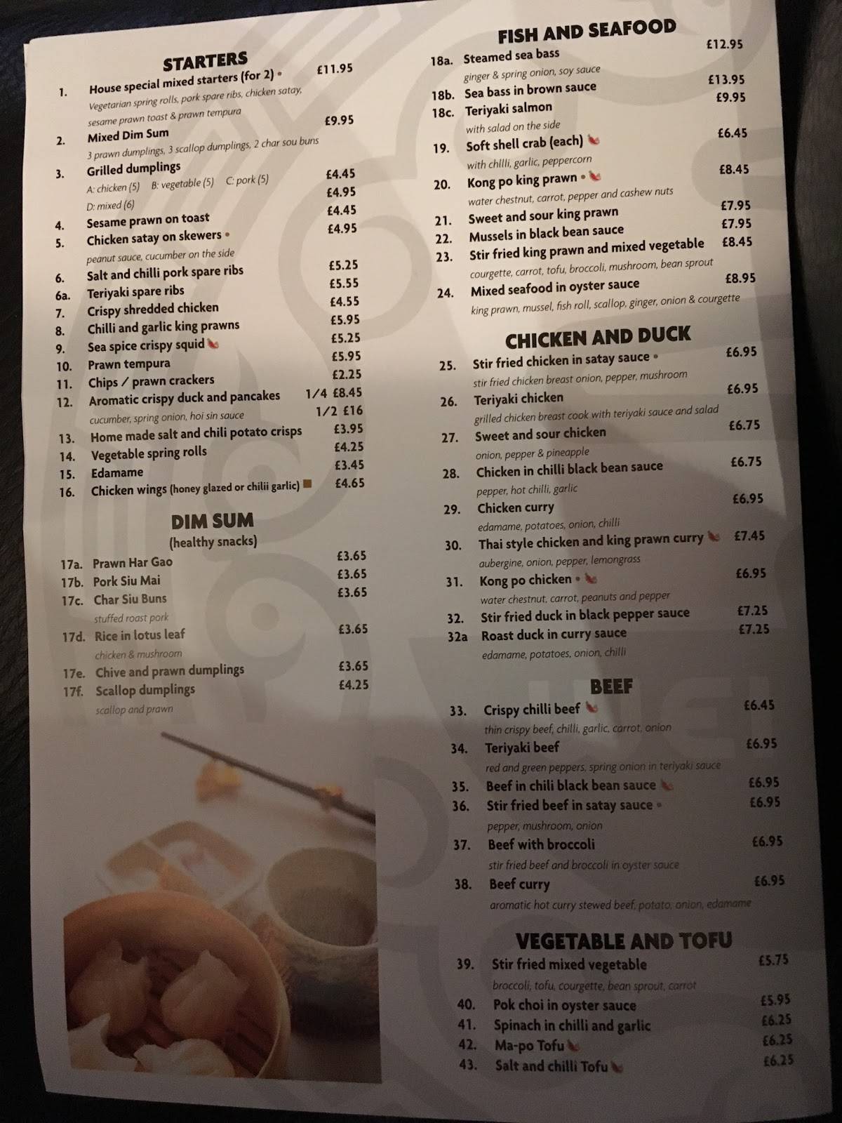 Menu at Wei Dao Chinese Restaurant, Croydon