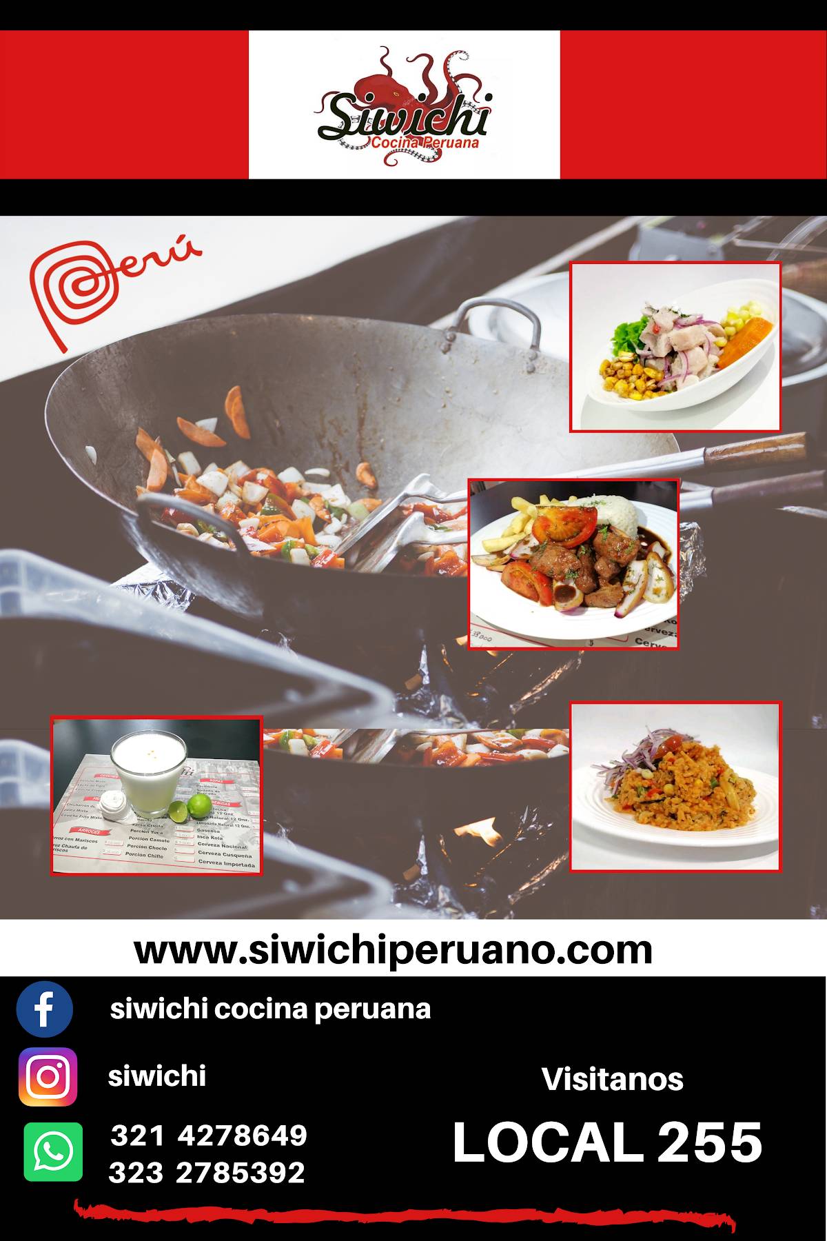 Menu at siwichi restaurant, Bogotá
