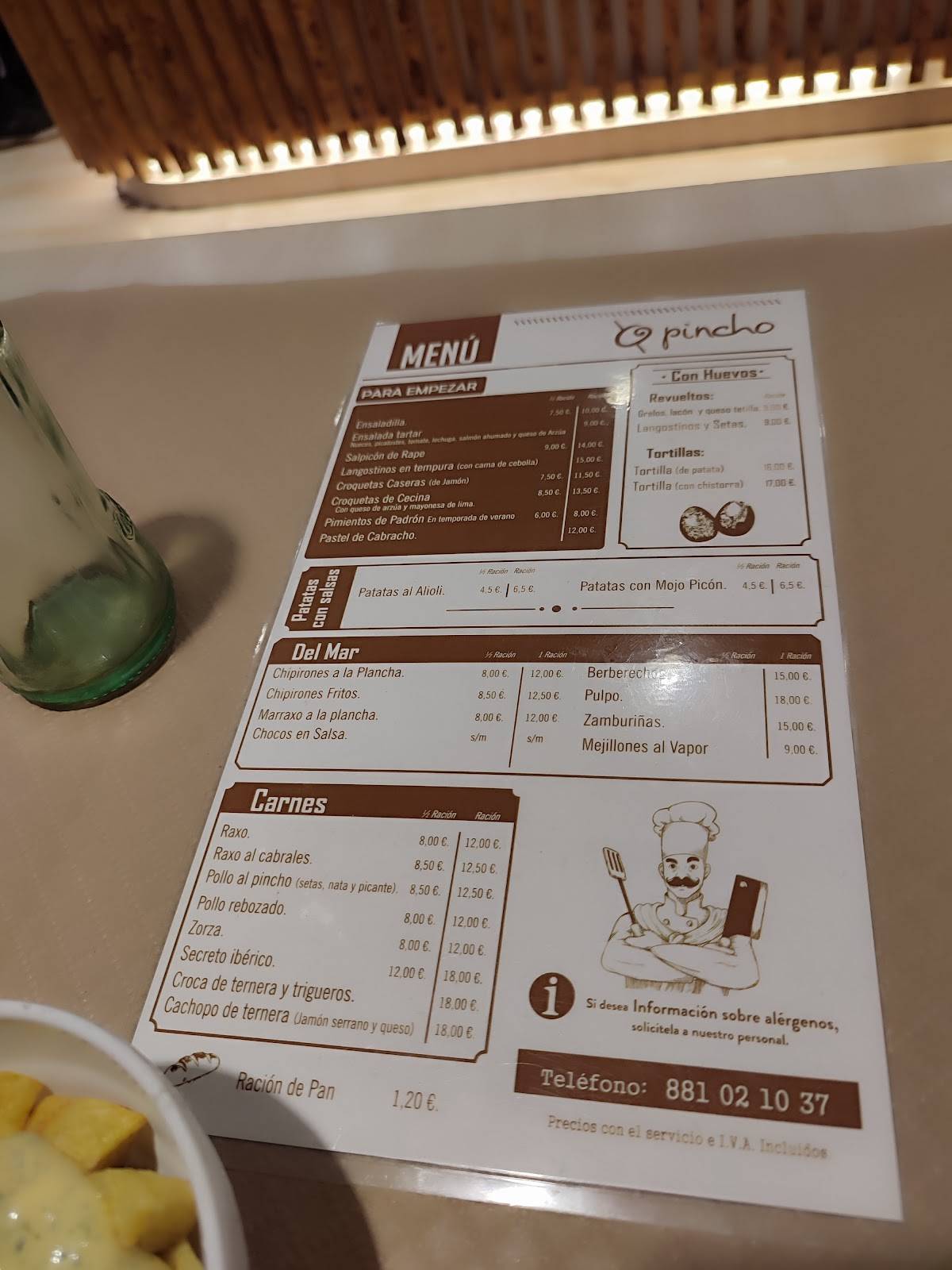 Carta de Restaurante Del Pincho - CERRADO, Ferrol