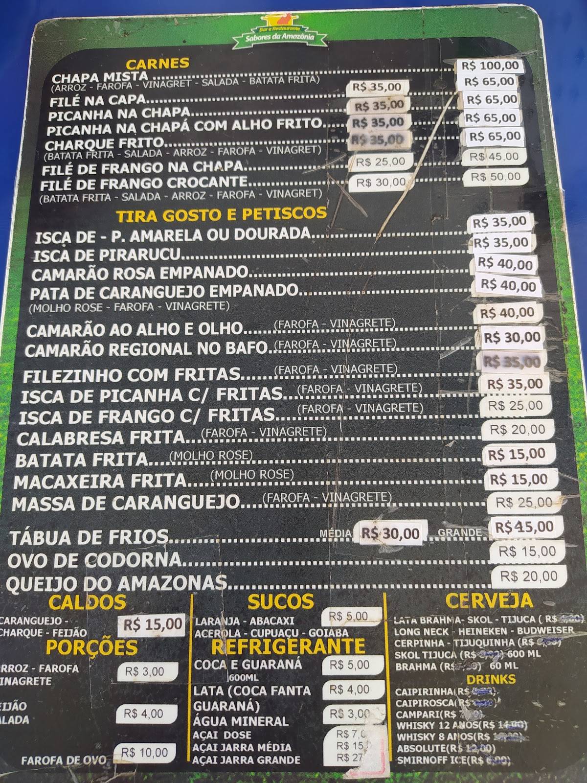 Carta de Restaurante Sabor Da Amazonia, Belen