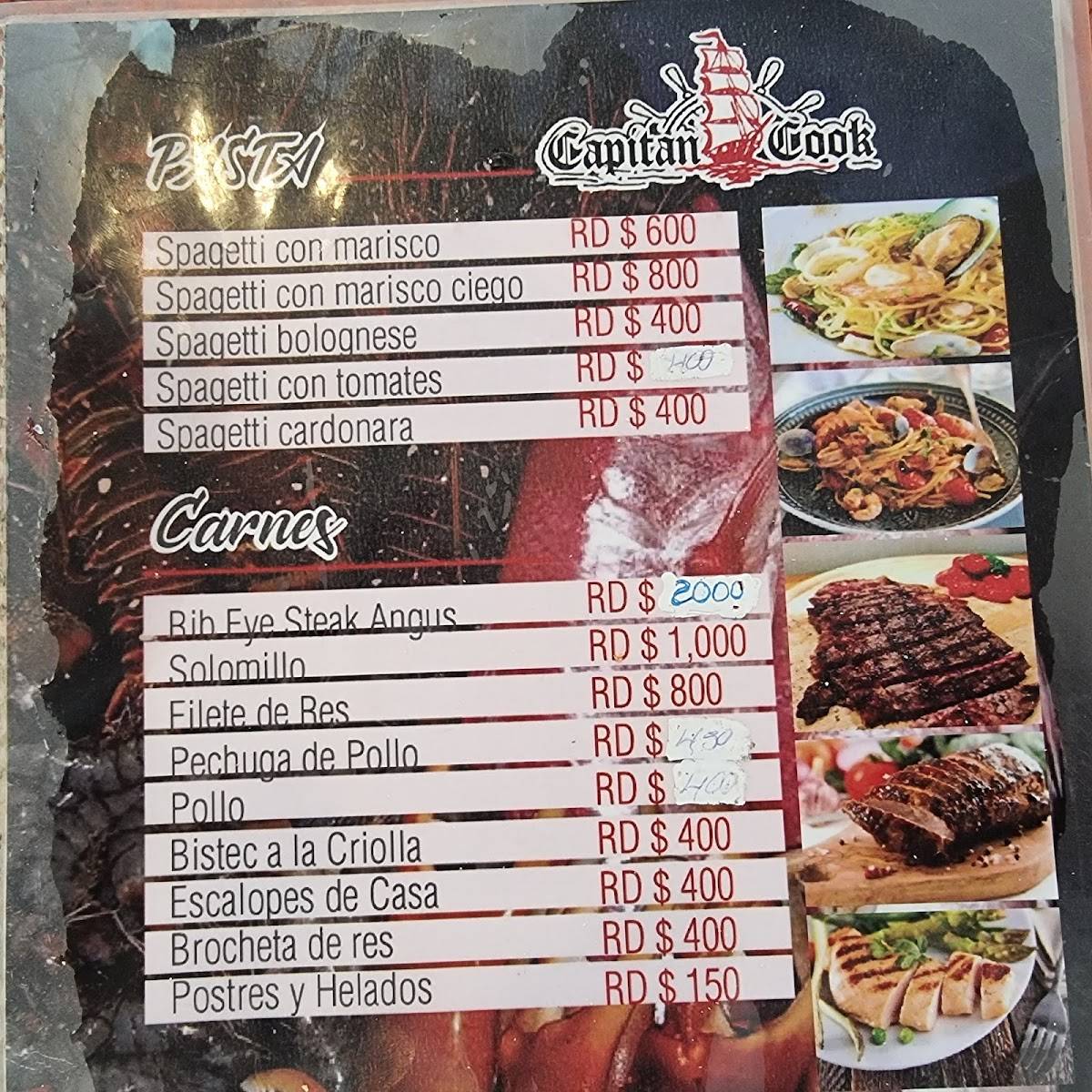 Menu at Restaurante capitán Cook, Punta Cana