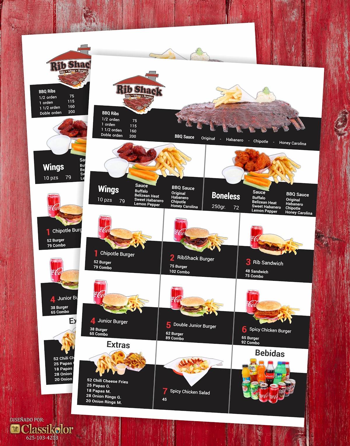 Carta del restaurante Rib Shack, Ciudad Cuauhtemoc