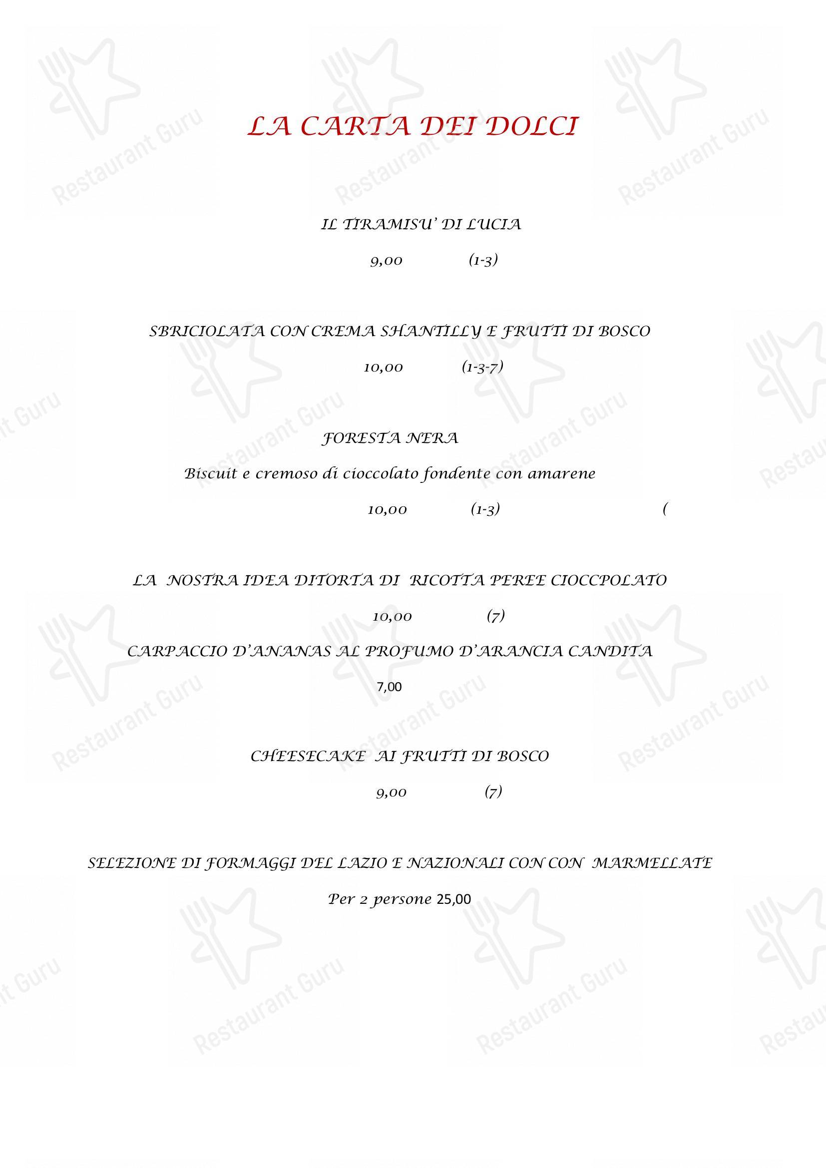Menu at Ristorante Arlù, Rome, Borgo Pio