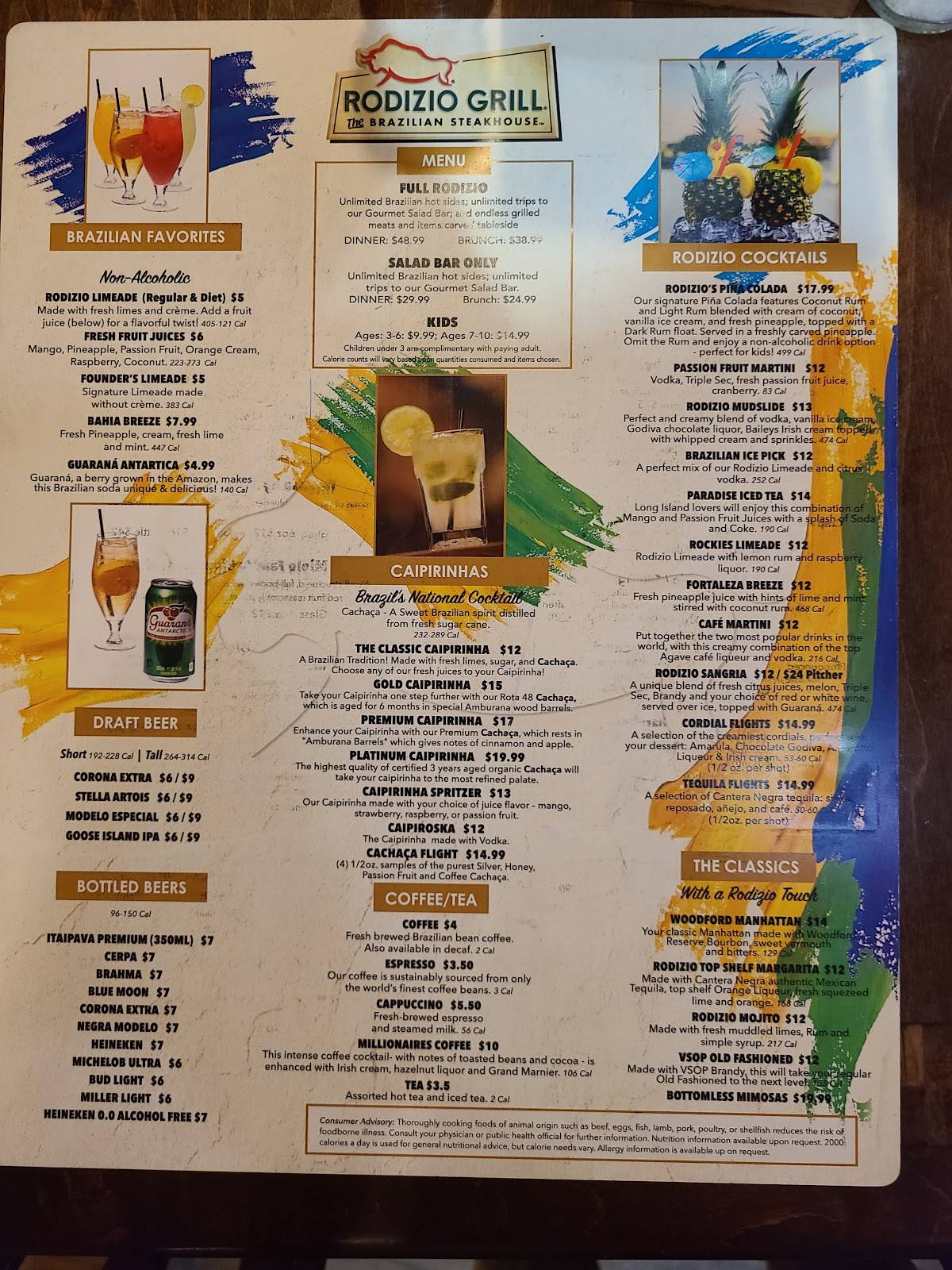 Menu at Rodizio Grill Brazilian Steakhouse Estero, Estero