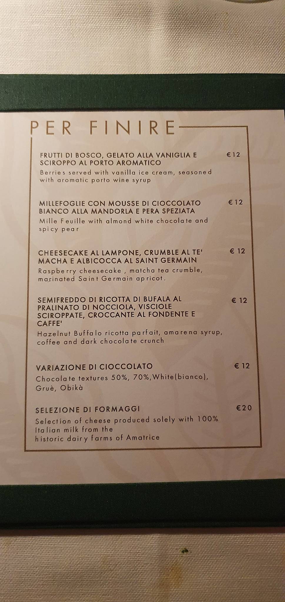 Menu da Antica Pesa ristorante, Roma