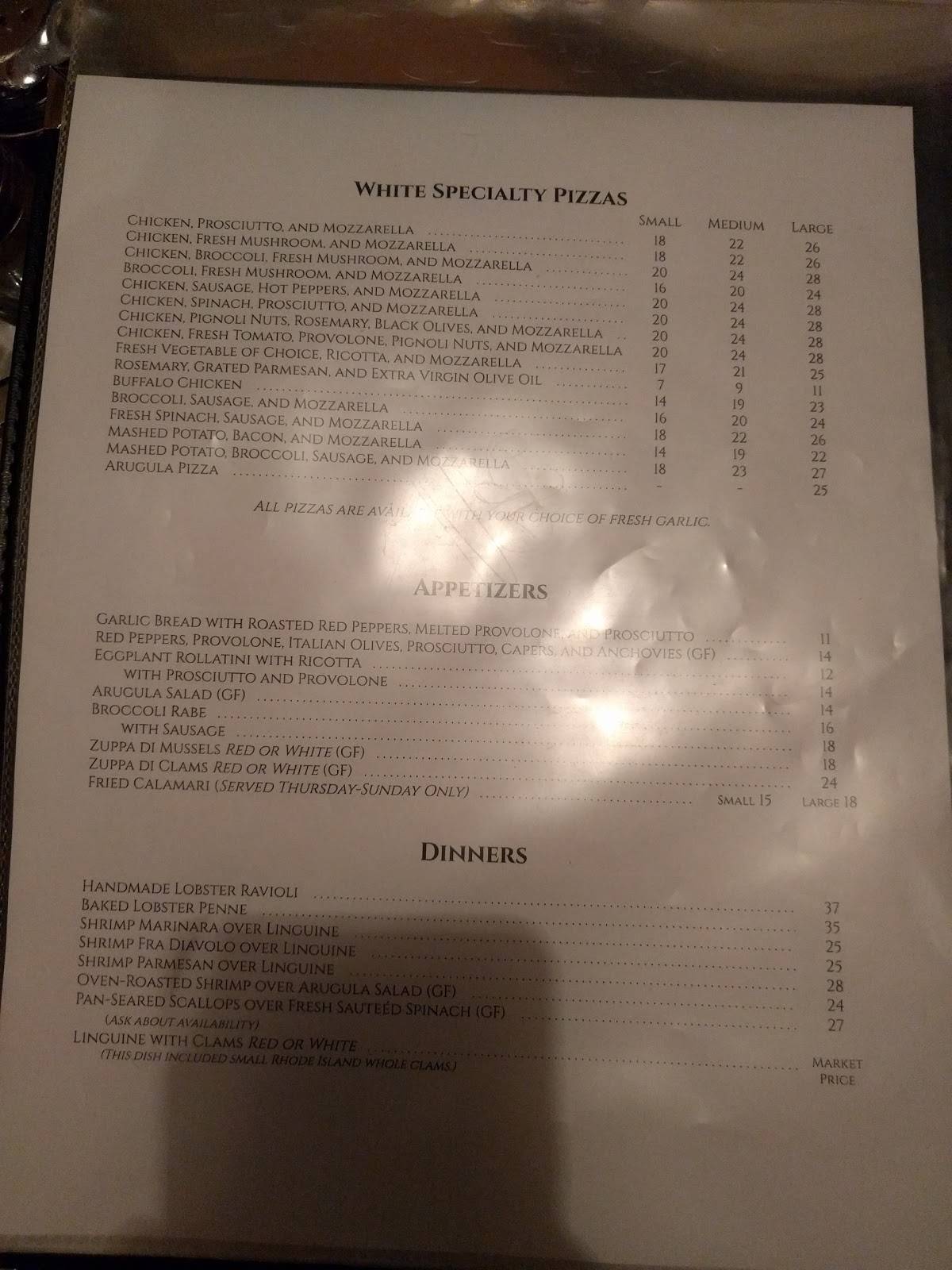 Menu at Roseland Apizza pizzeria, Derby