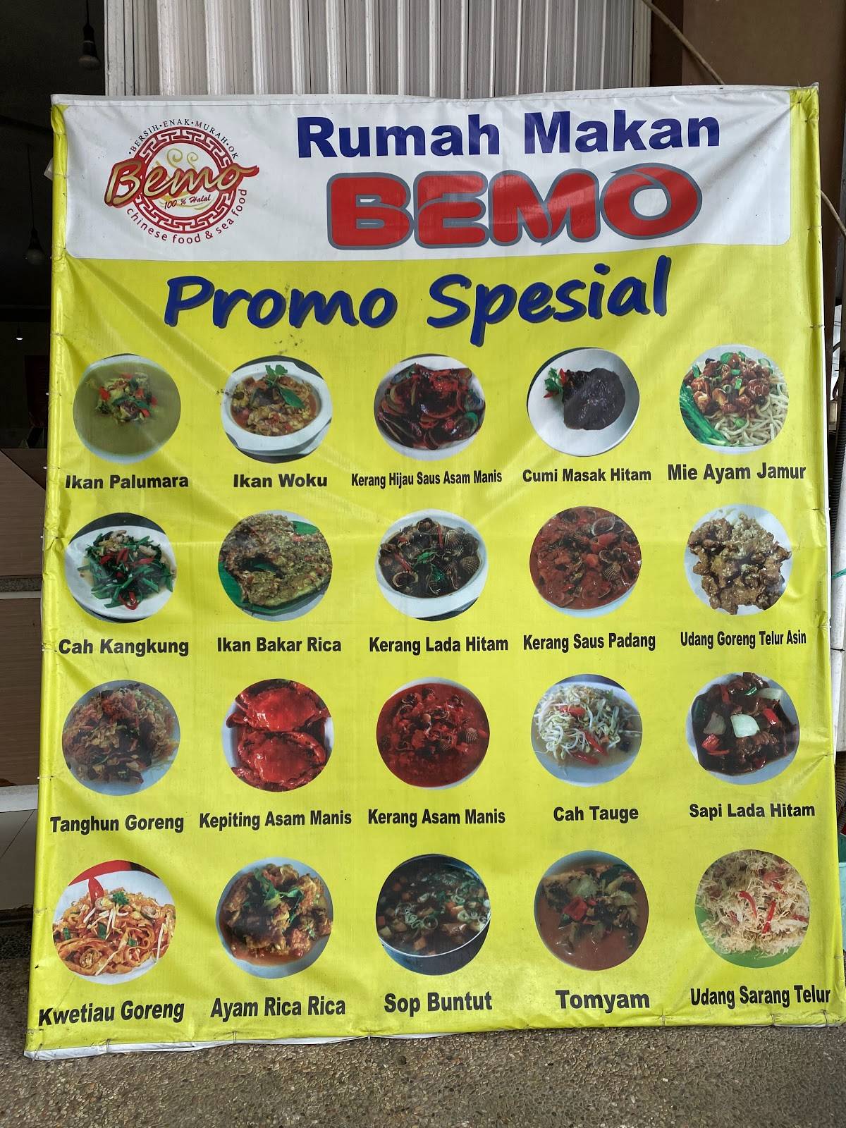Menu at Rumah Makan Bemo restaurant, Samarinda